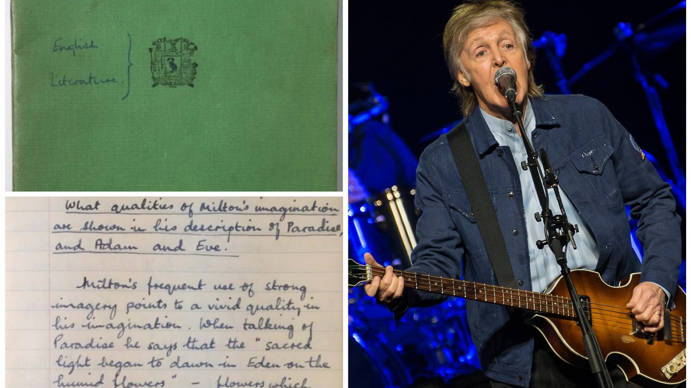 Sir Paul McCartney's teenage exercise book up for auction - complete with teacher's comments ...
