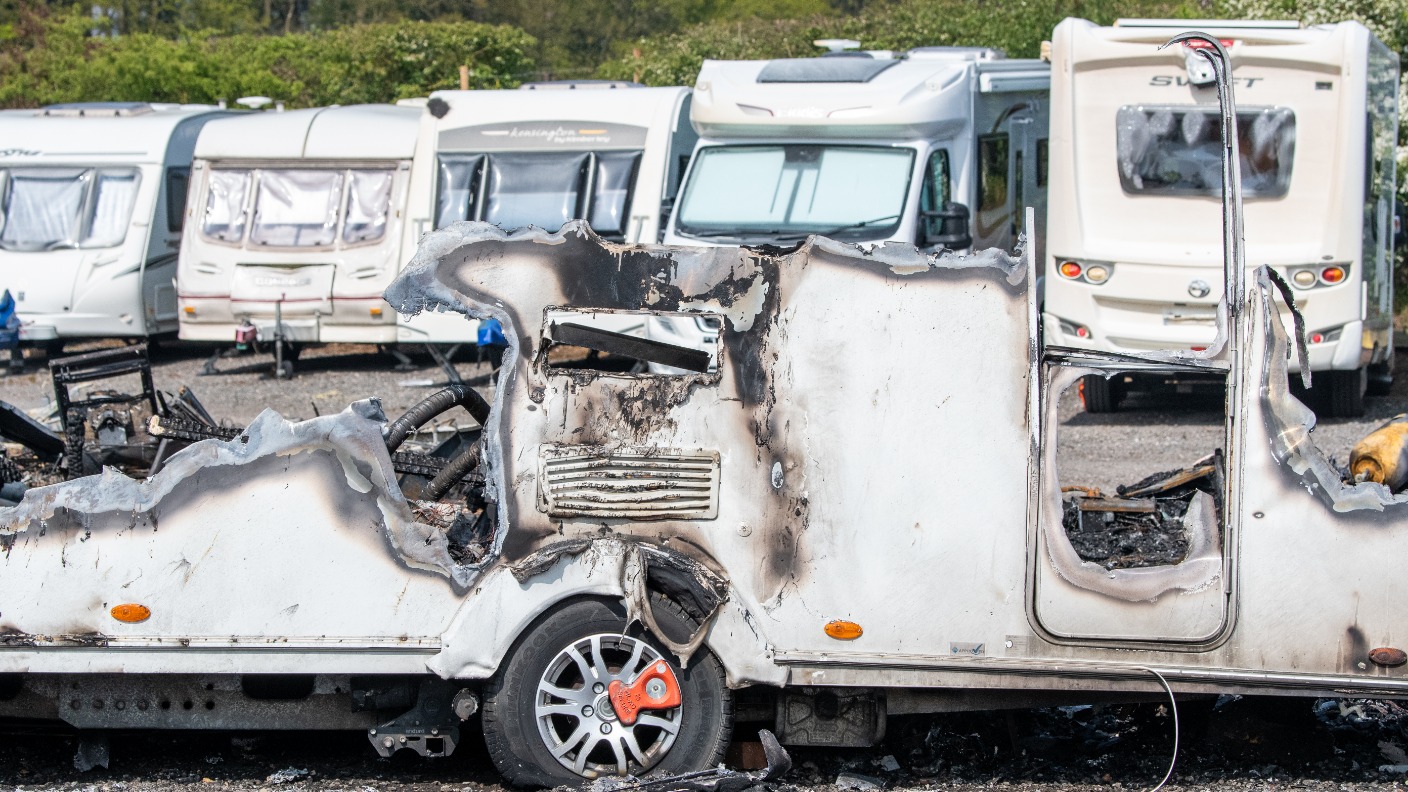 70 caravans and motor homes destroyed by fire at storage site | ITV ...