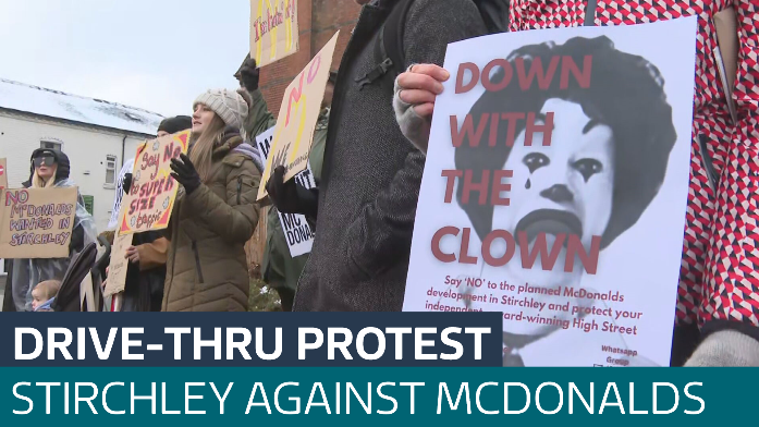 'Down with the Clown': Hundreds protest against plans for Mcdonalds ...