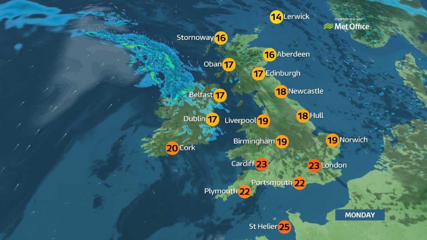 Monday's weather: Sunny across the UK with highest temperatures in the ...