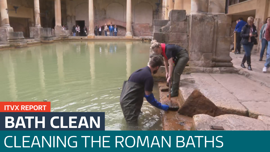 Cleaning the Roman Baths - Latest From ITV News
