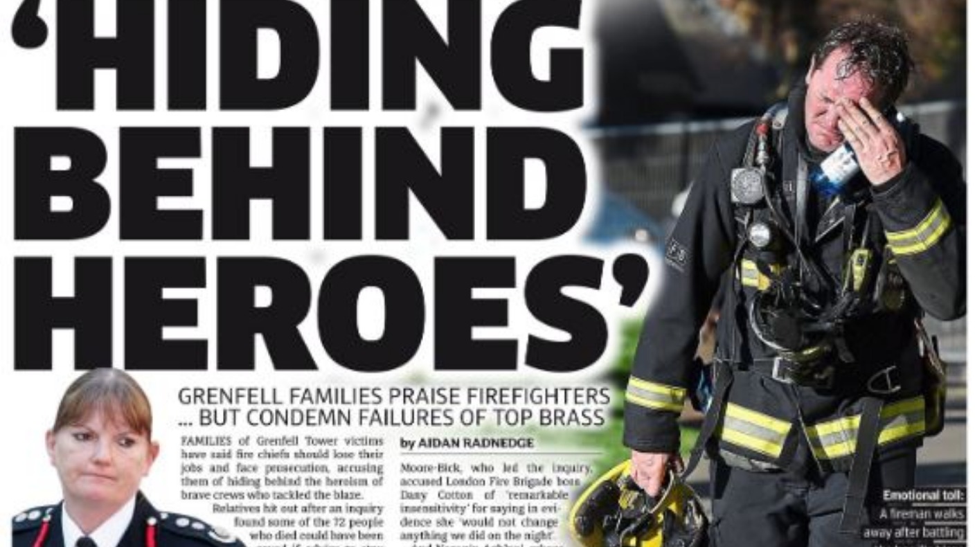 'Hiding behind heroes': Grenfell inquiry aftermath leads papers | ITV News