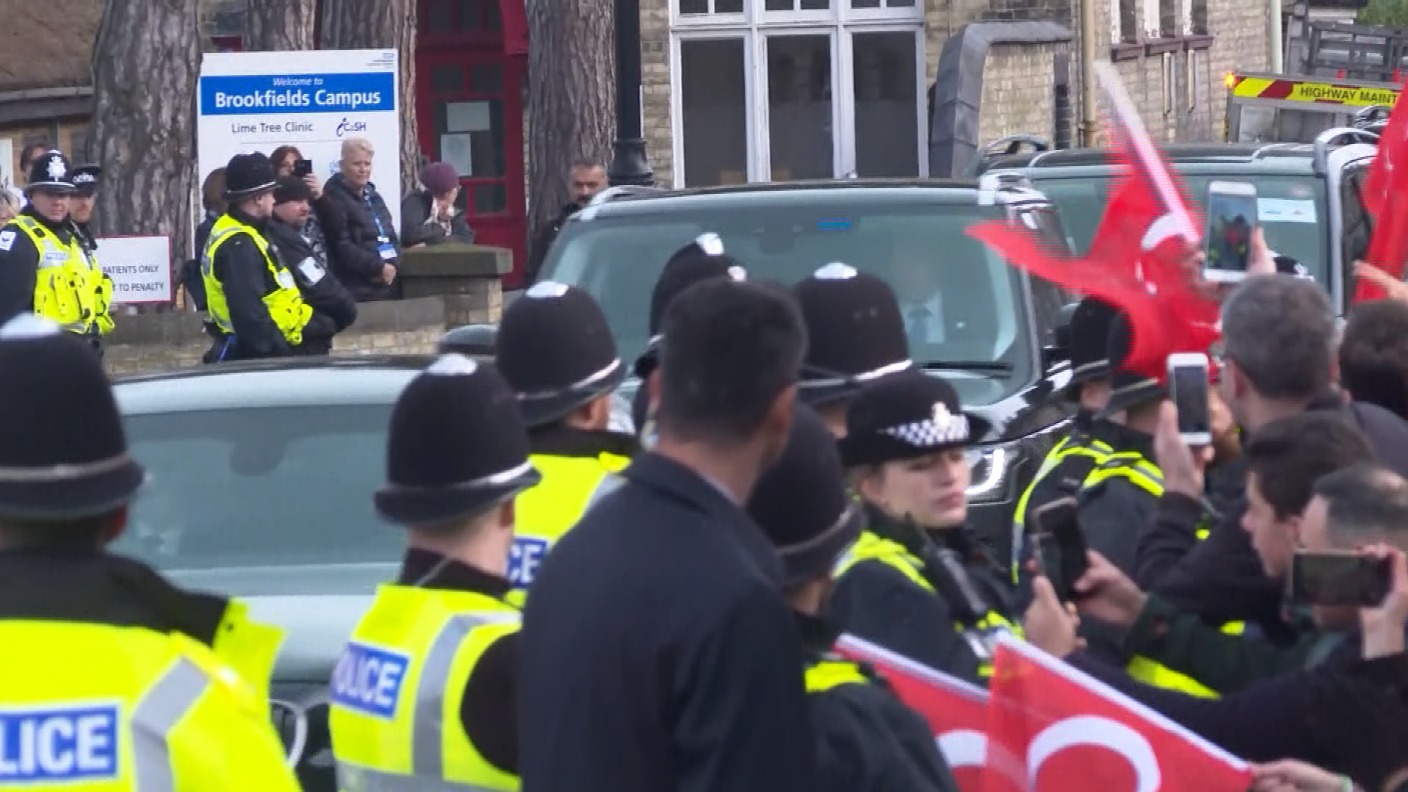 Hundreds protest in Cambridge over arrival of President of Turkey for ...
