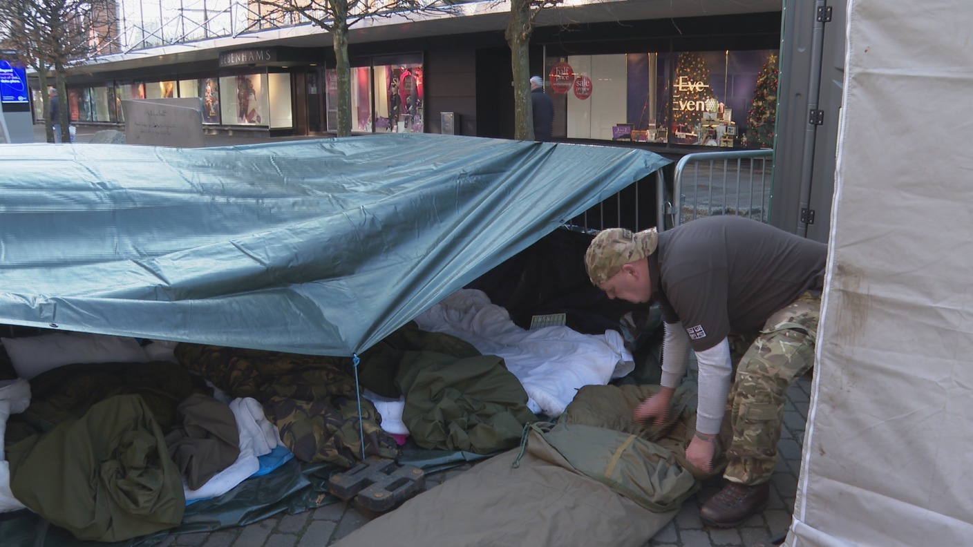 Veterans highlighting homelessness and mental health by sleeping rough ...