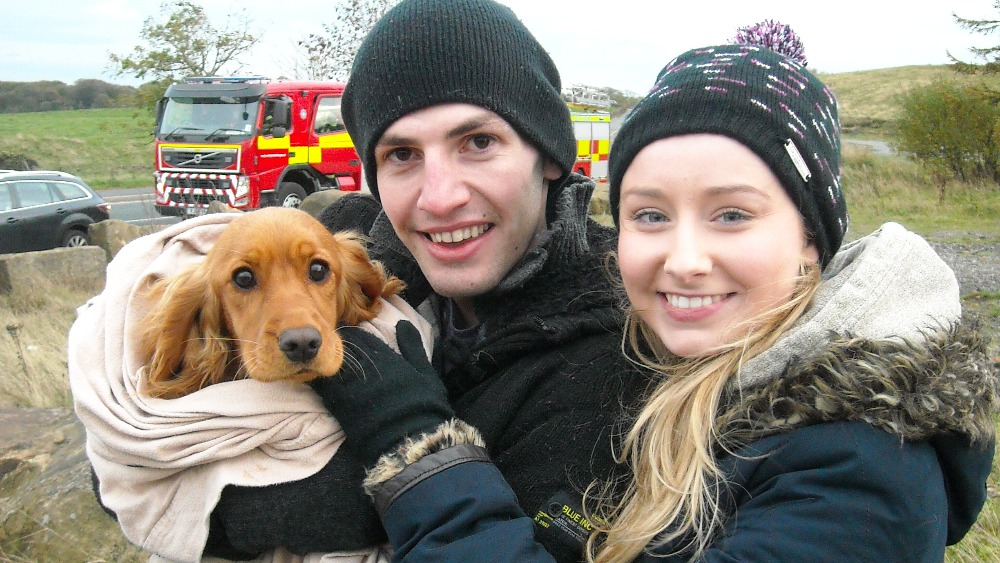 Lucky dog rescued from cliff edge in quarry | ITV News Calendar