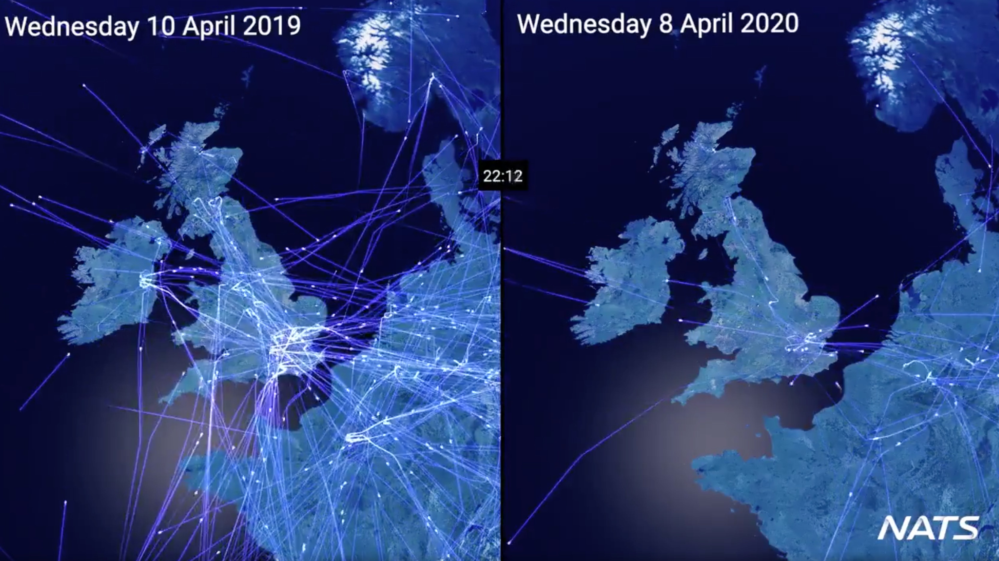 NATS video shows decrease in air traffic from 2019 to 2020 | ITV News ...