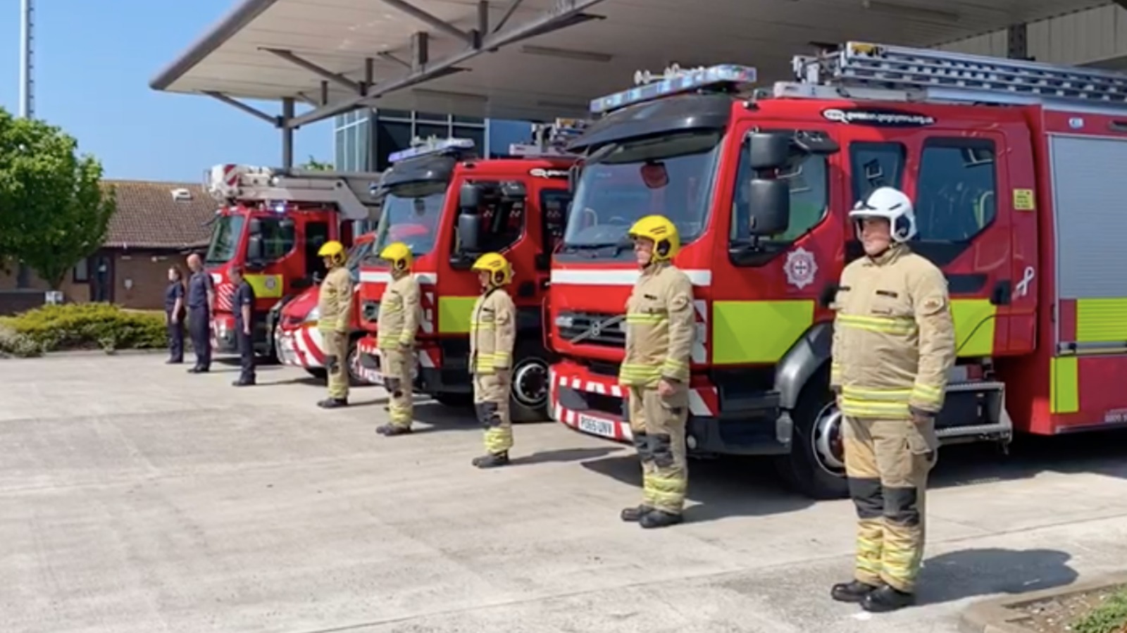 Firefighters across Wales pause in silence to remember fallen ...