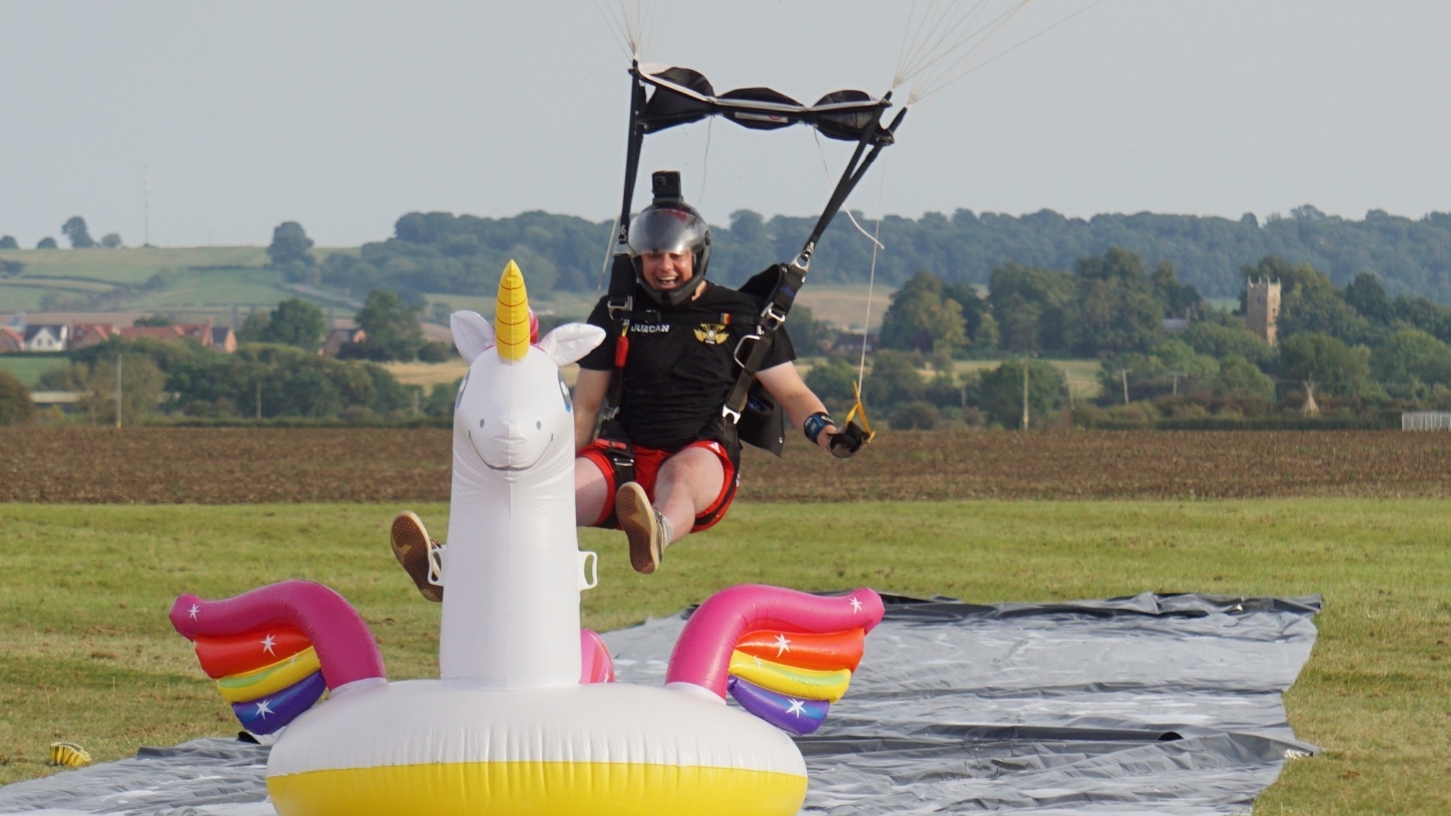 'Such a blast' - Incredible moment skydiver manages to land on ...