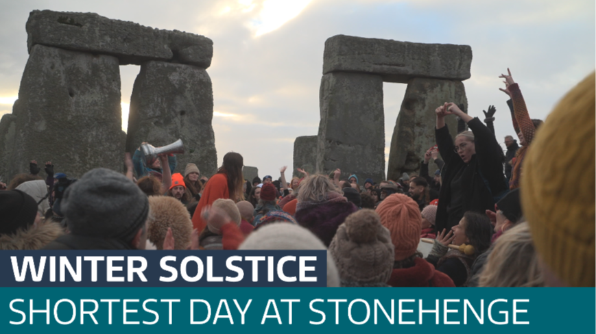 Crowds gather at ancient stones to welcome the sunrise for the winter ...