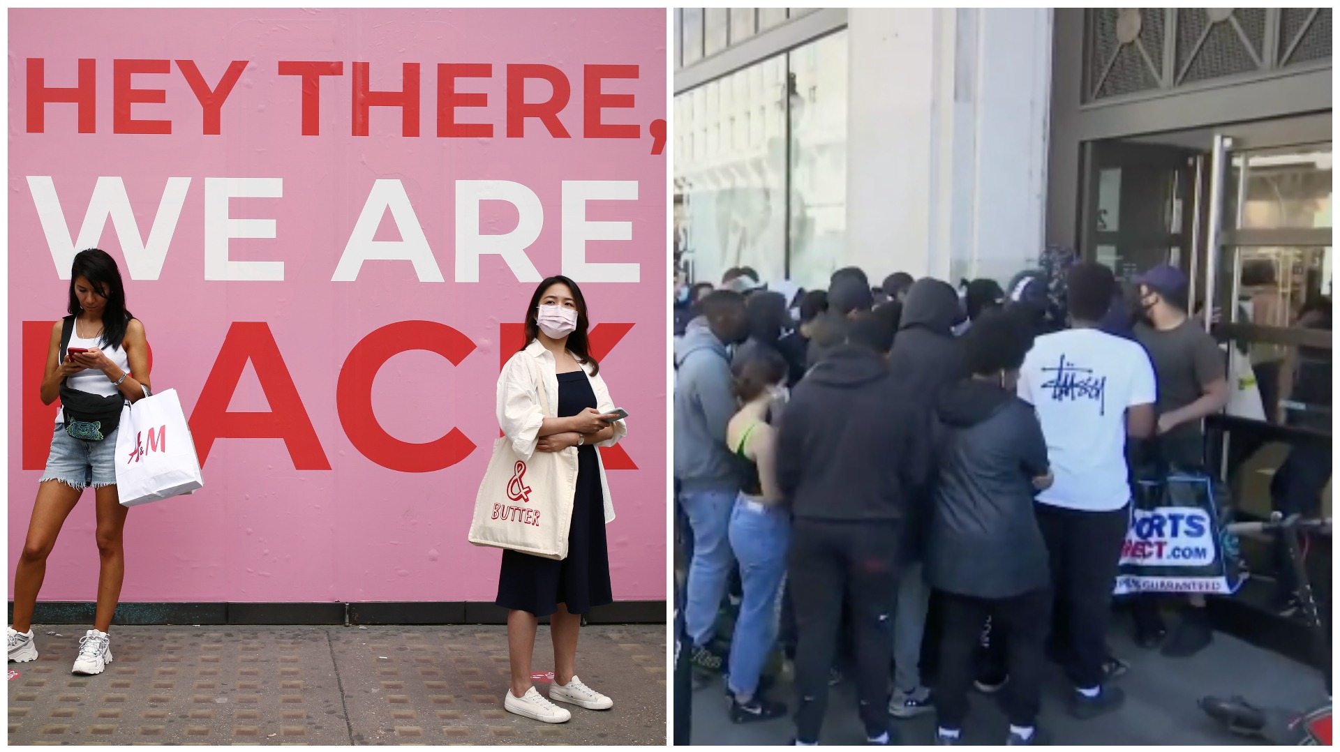 Thousands queue across the country as shops in England reopen for first ...