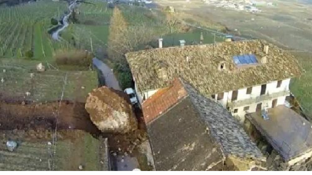 Boulders from crumbling cliff devastate 300-year-old barn | ITV News