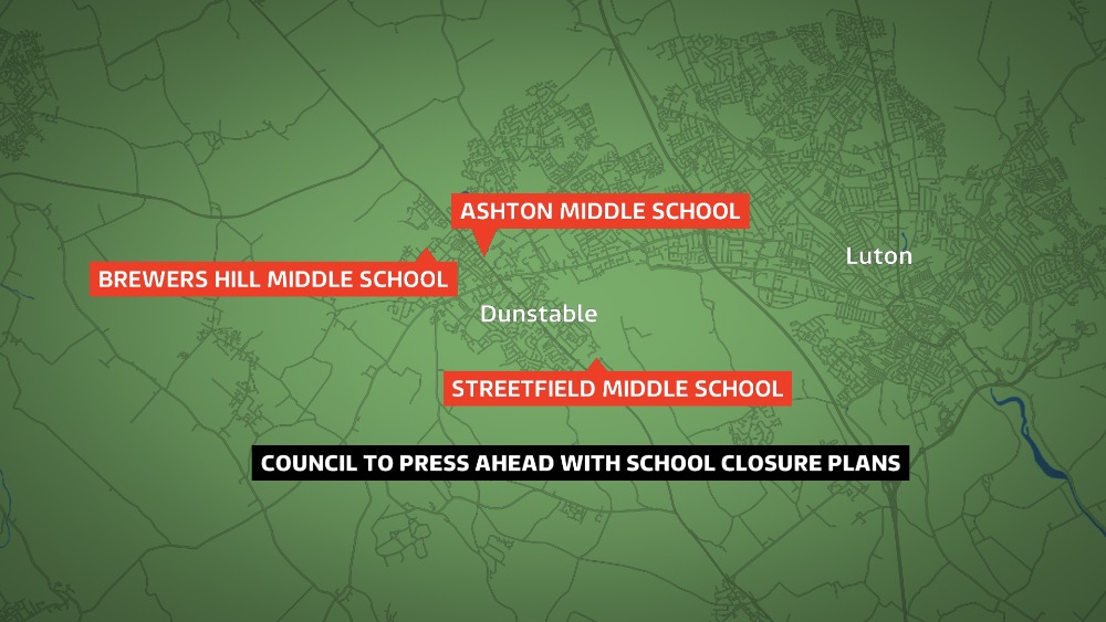 Council to press ahead with Dunstable school closure plans | ITV News ...