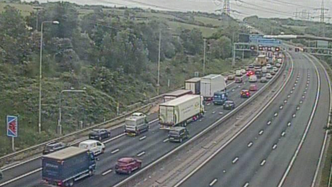 Major disruption due to accident on westbound carriageway of M62 in ...