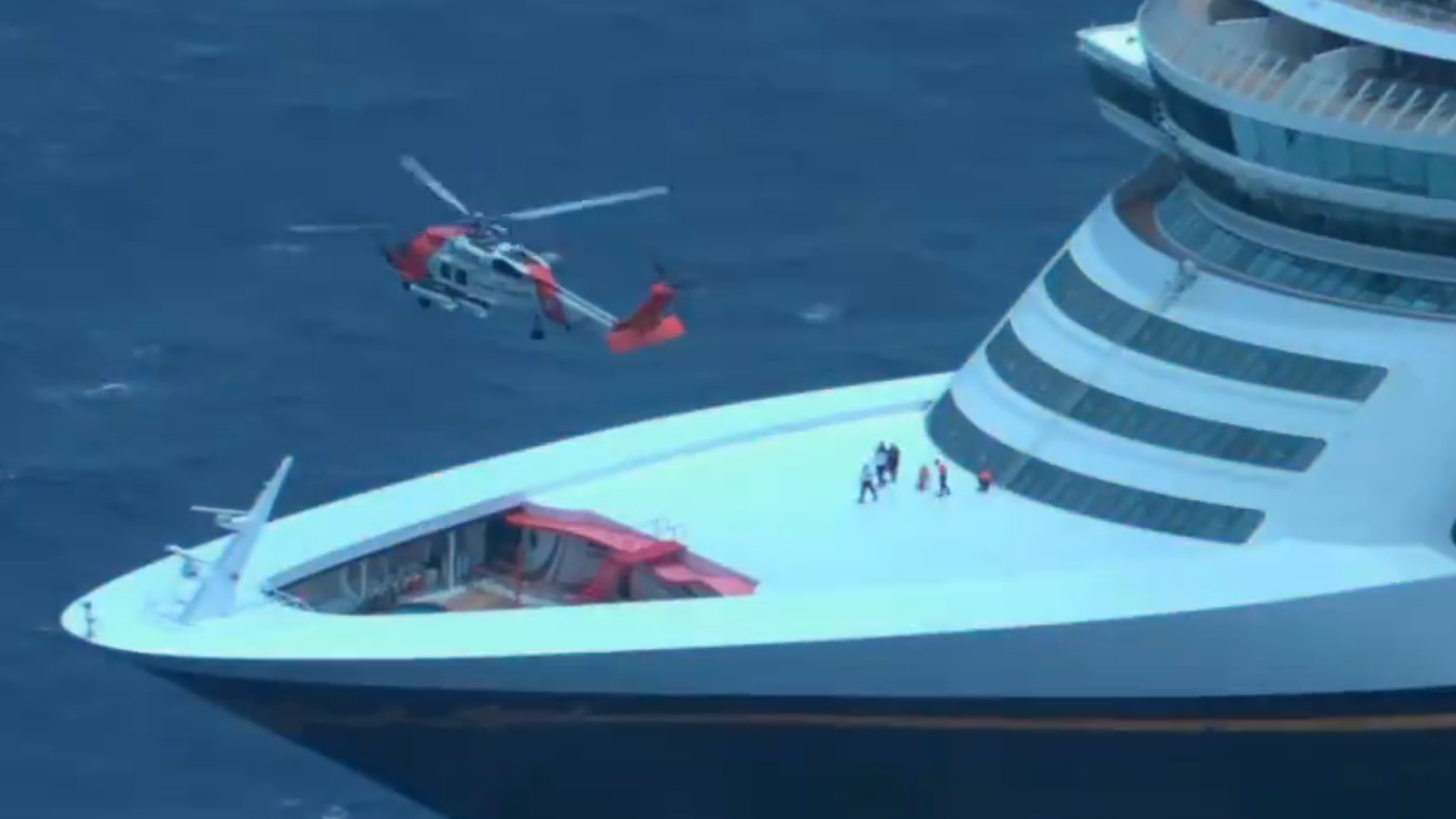 Dramatic moment US Coast Guard rescues pregnant woman from Disney ...