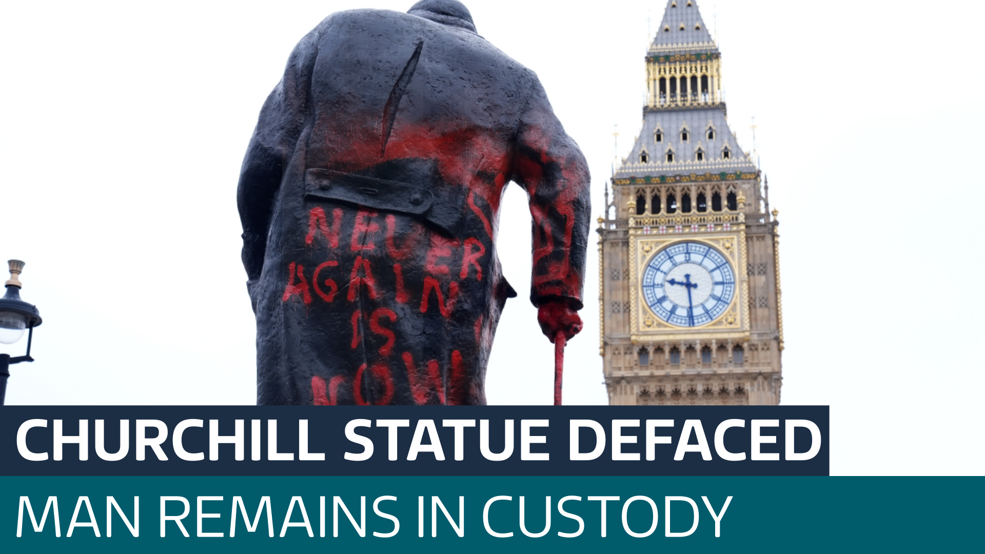 Man arrested after Winston Churchill statue hit with graffiti - Latest ...