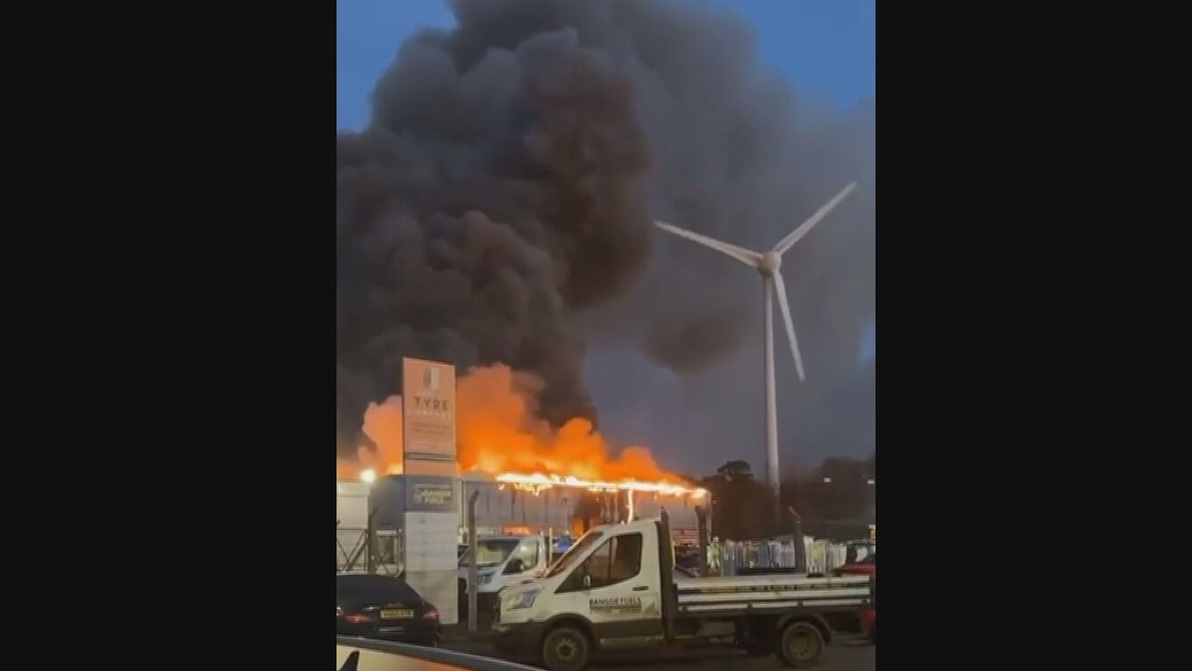 Emergency services attend scene of large fire in Bangor | UTV | ITV News