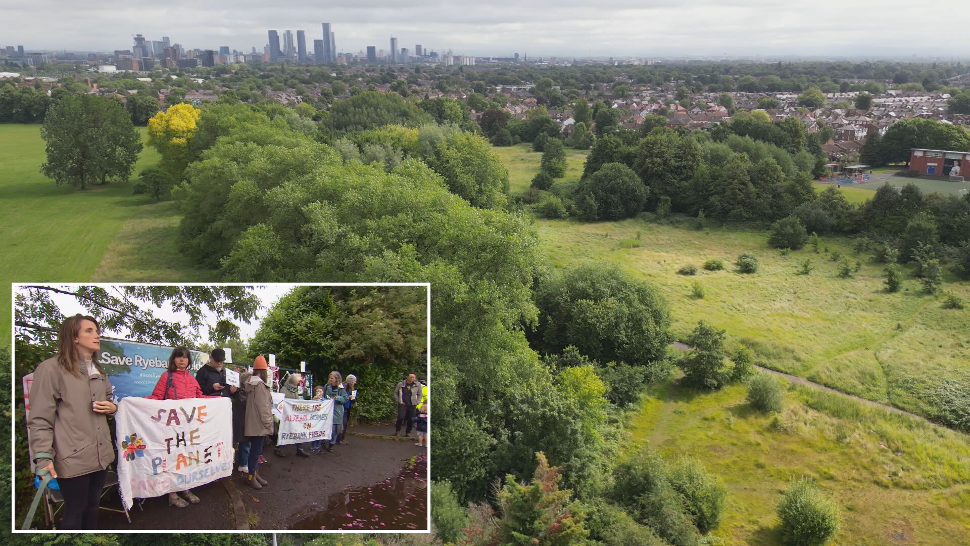 Campaigners protest against plans for new homes on Ryebank Fields in ...