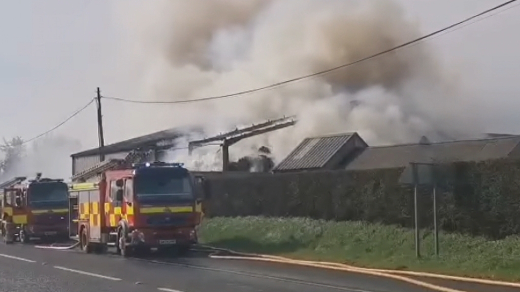 Fire service tackling a blaze near Ballymoney | UTV | ITV News