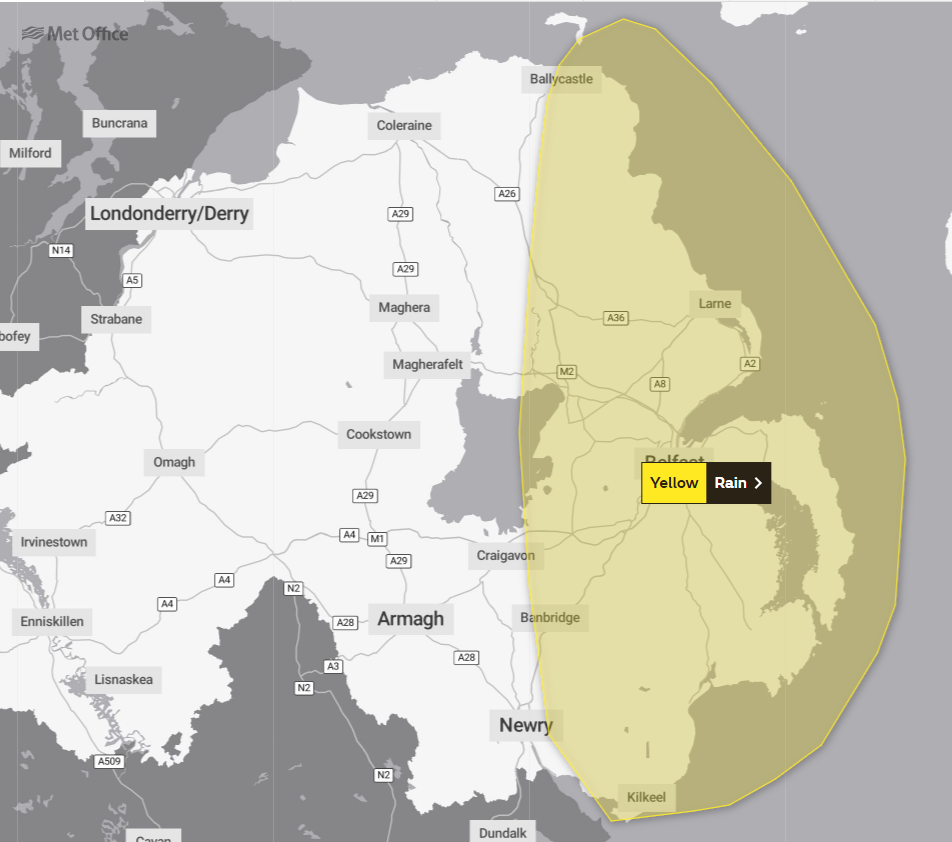 Yellow weather warning issued for rain in Northern Ireland | UTV | ITV News