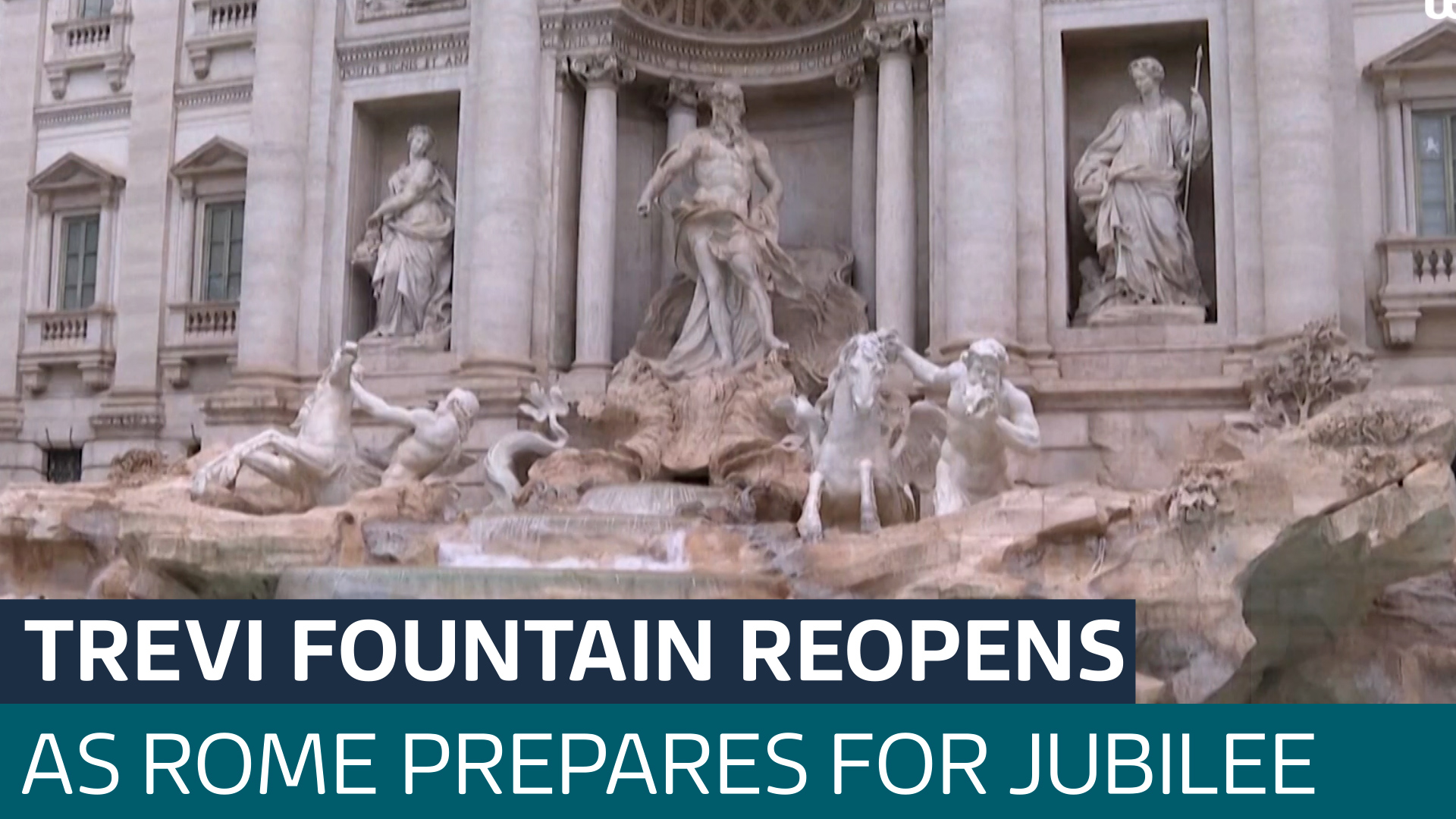 Rome's historic Trevi Fountain reopens as Italy prepares for year-long Catholic church jubilee ...