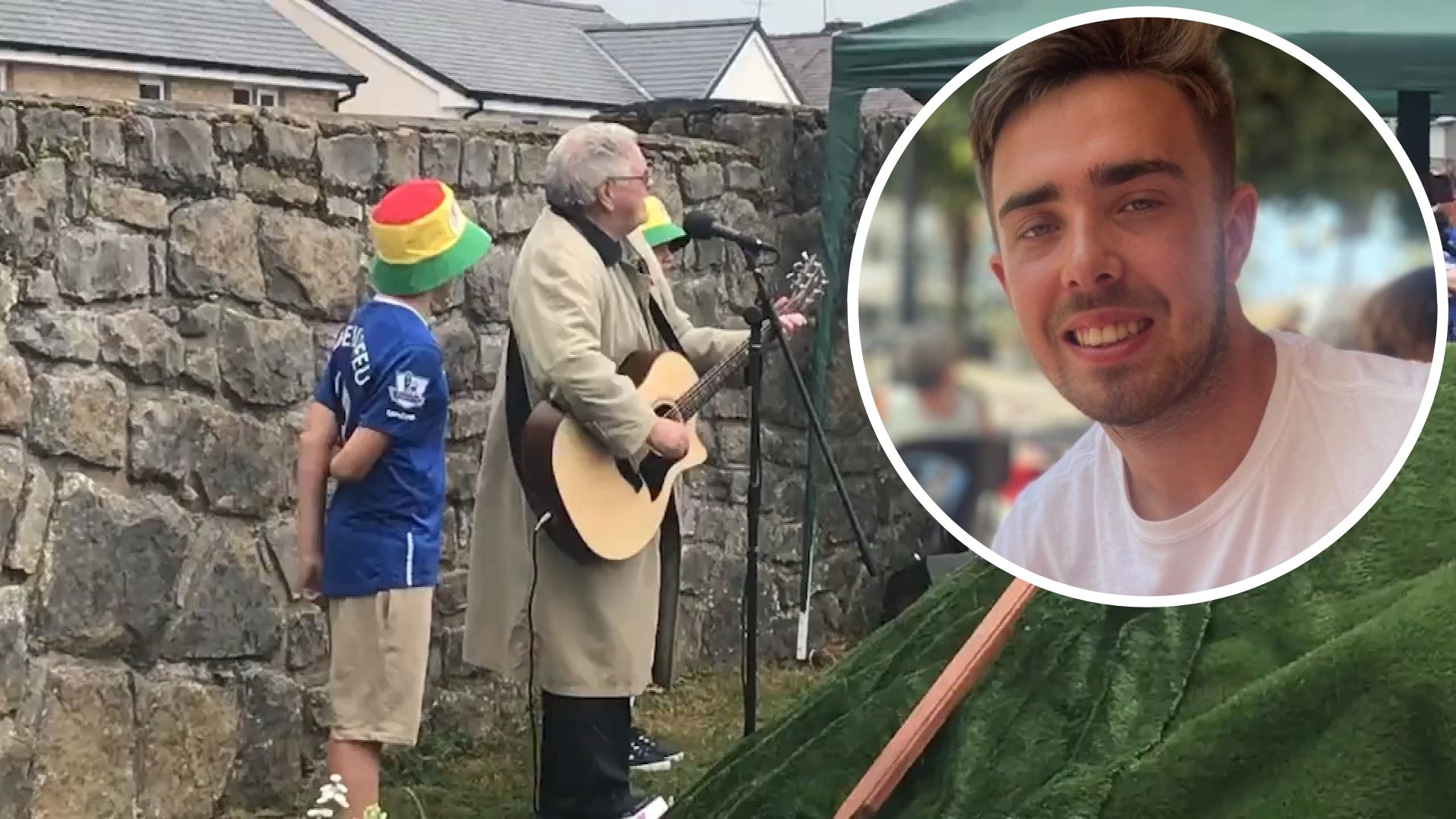 Dafydd Iwan sings Yma O Hyd next to coffin of footballer, 19, killed in ...