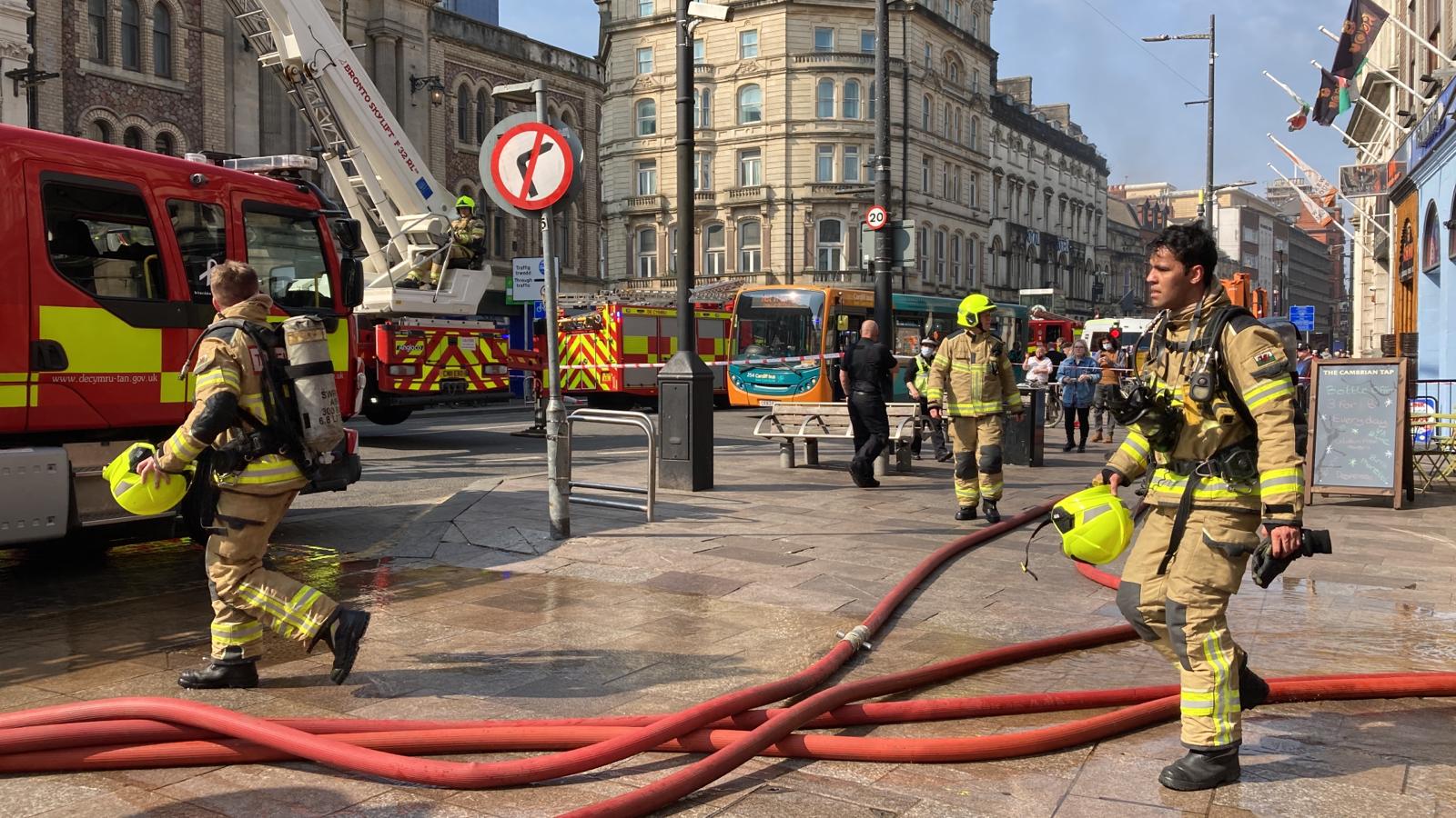 Firefighters faced with blaze from ground floor to roof of four-storey ...