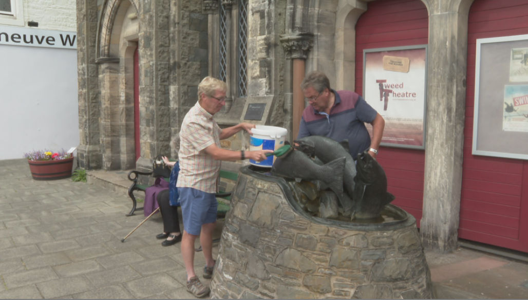 Peebles volunteers repair iconic fish sculpture and help town shine ...