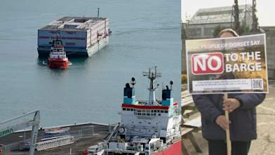 Protests as controversial barge to house asylum seekers docks in ...