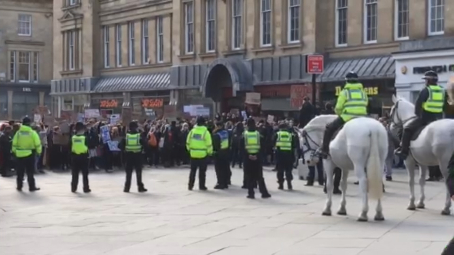 Three arrested after hundreds turned out to protest in Newcastle | ITV ...