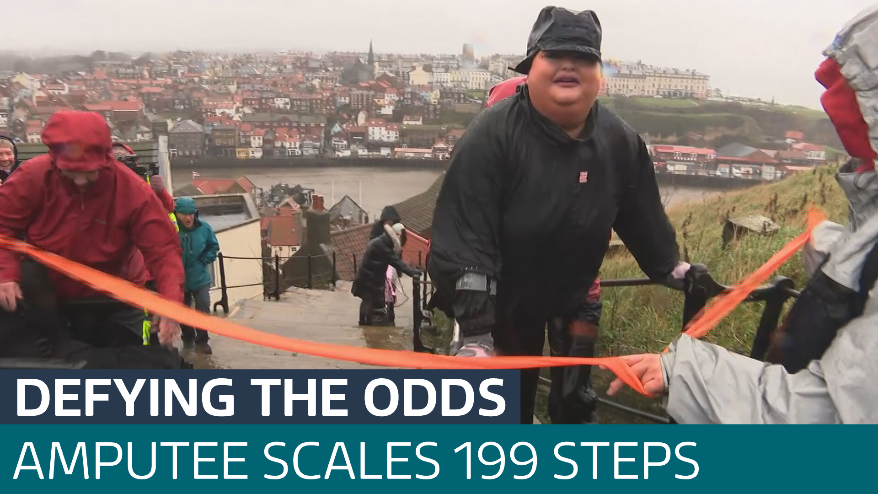 Crash survivor who lost leg scales Whitby's 199 steps in charity effort ...