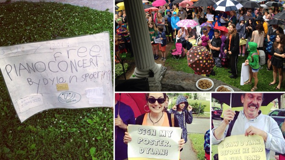 Hundreds turn up for 8-year-old's piano concert after garden sign goes ...