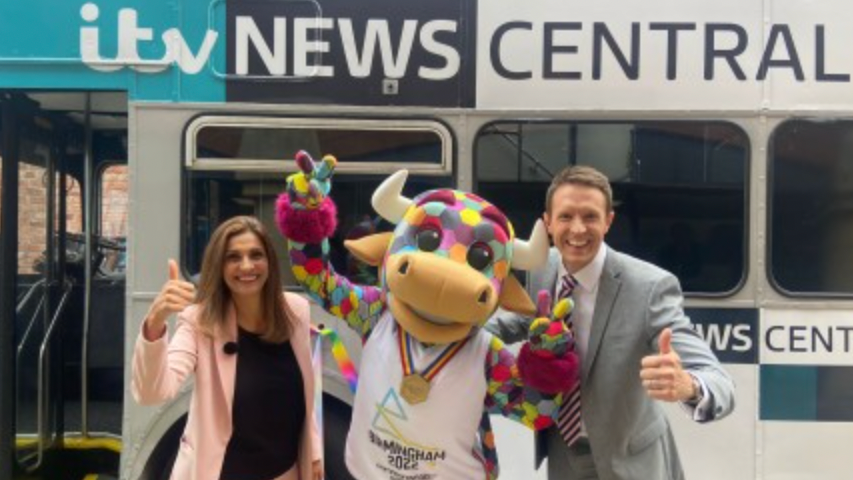 Take a look behind the scenes on the ITV Central Commonwealth Games bus ...