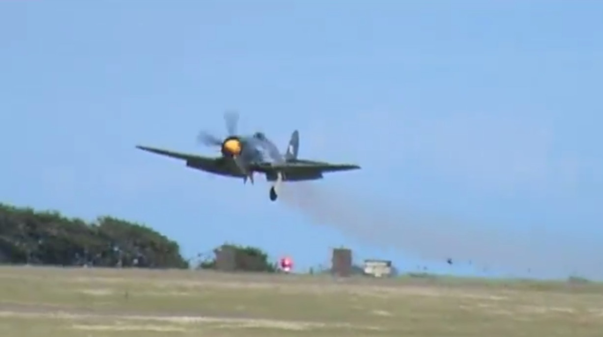 Historic fighter plane crash lands at Cornwall airshow | ITV News