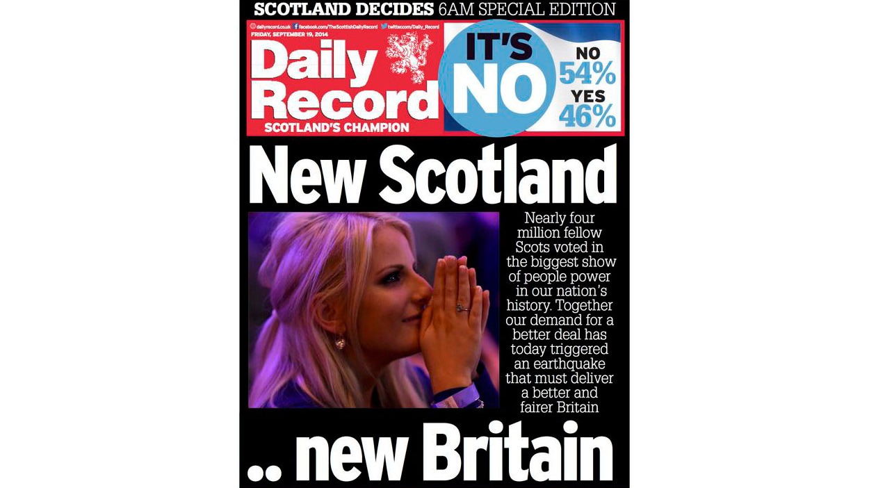 Scotland votes 'No' to independence: Newspaper front pages | ITV News