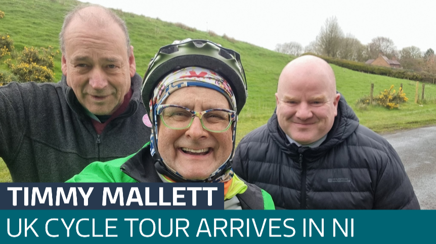Timmy Mallett cycle tour arrives in Northern Ireland - Latest From ITV News