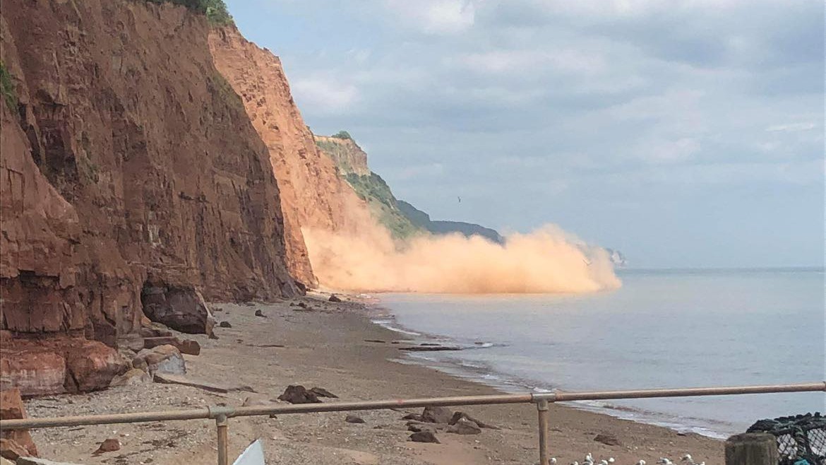 Watch the cliffs crumbling into the sea at Sidmouth | ITV News West Country
