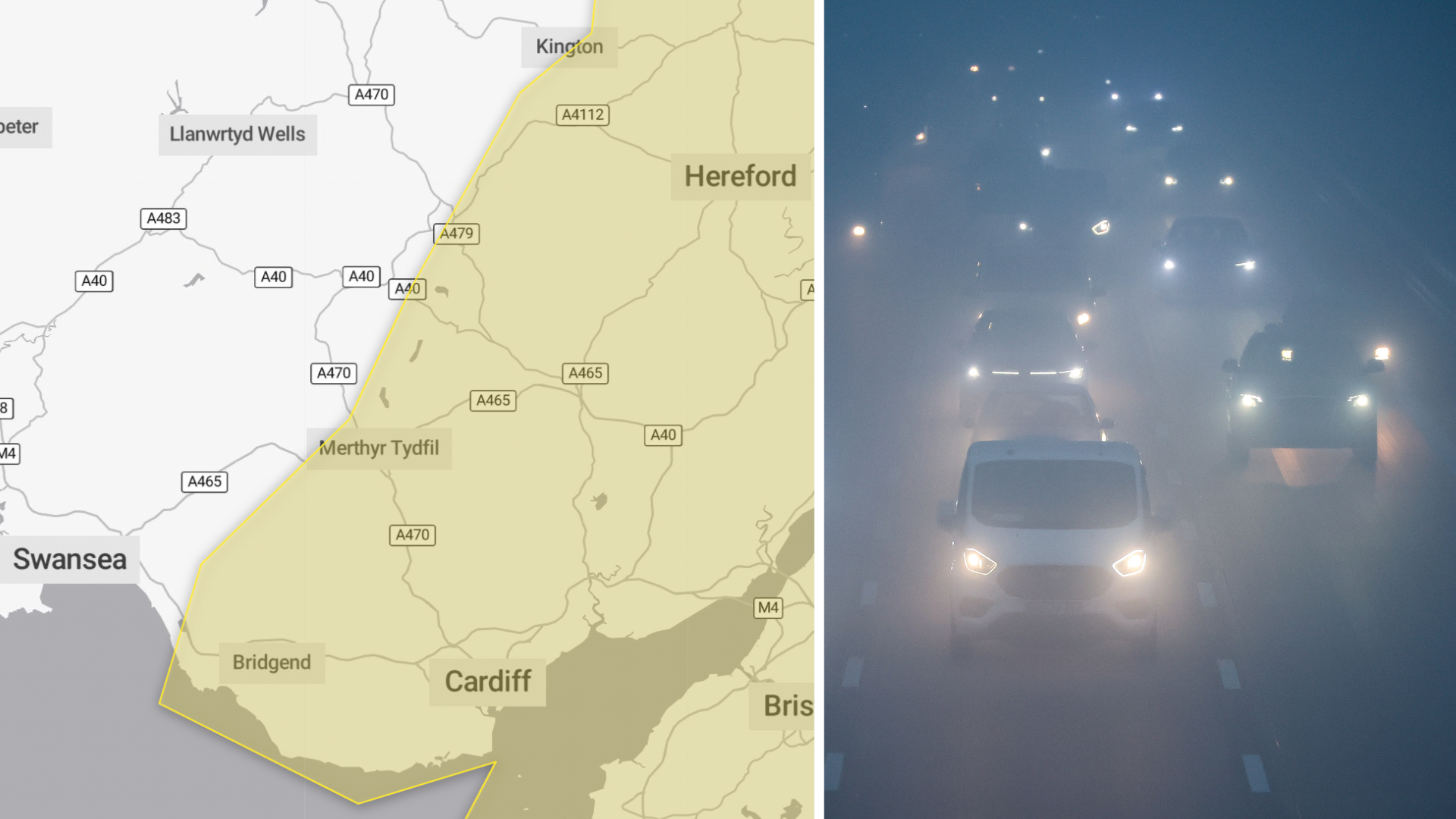 'Difficult travel conditions' as Met Office issue Yellow fog warning ...