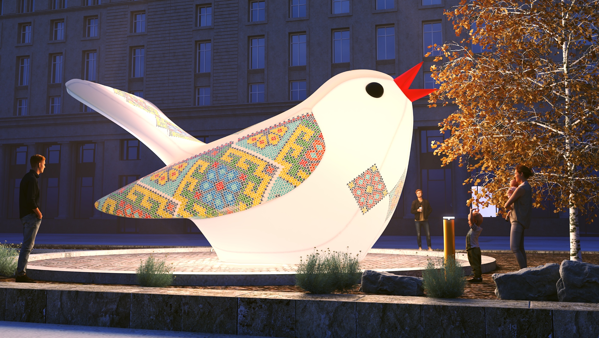 Illuminated birds and Ukrainian Eurovision winner Jamala form part of ...