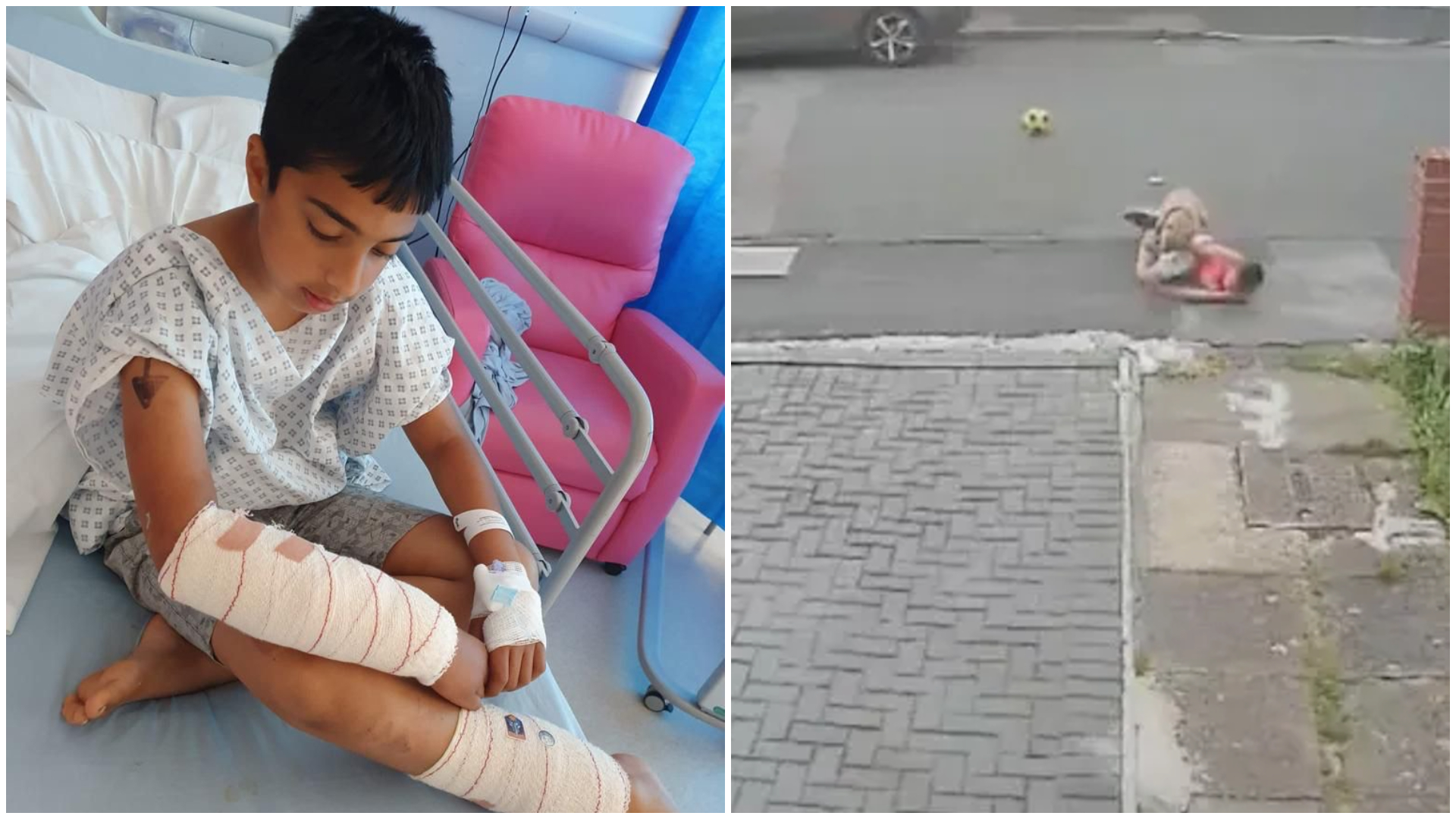 Horrific moment out-of-control dog attacks schoolboy playing football ...