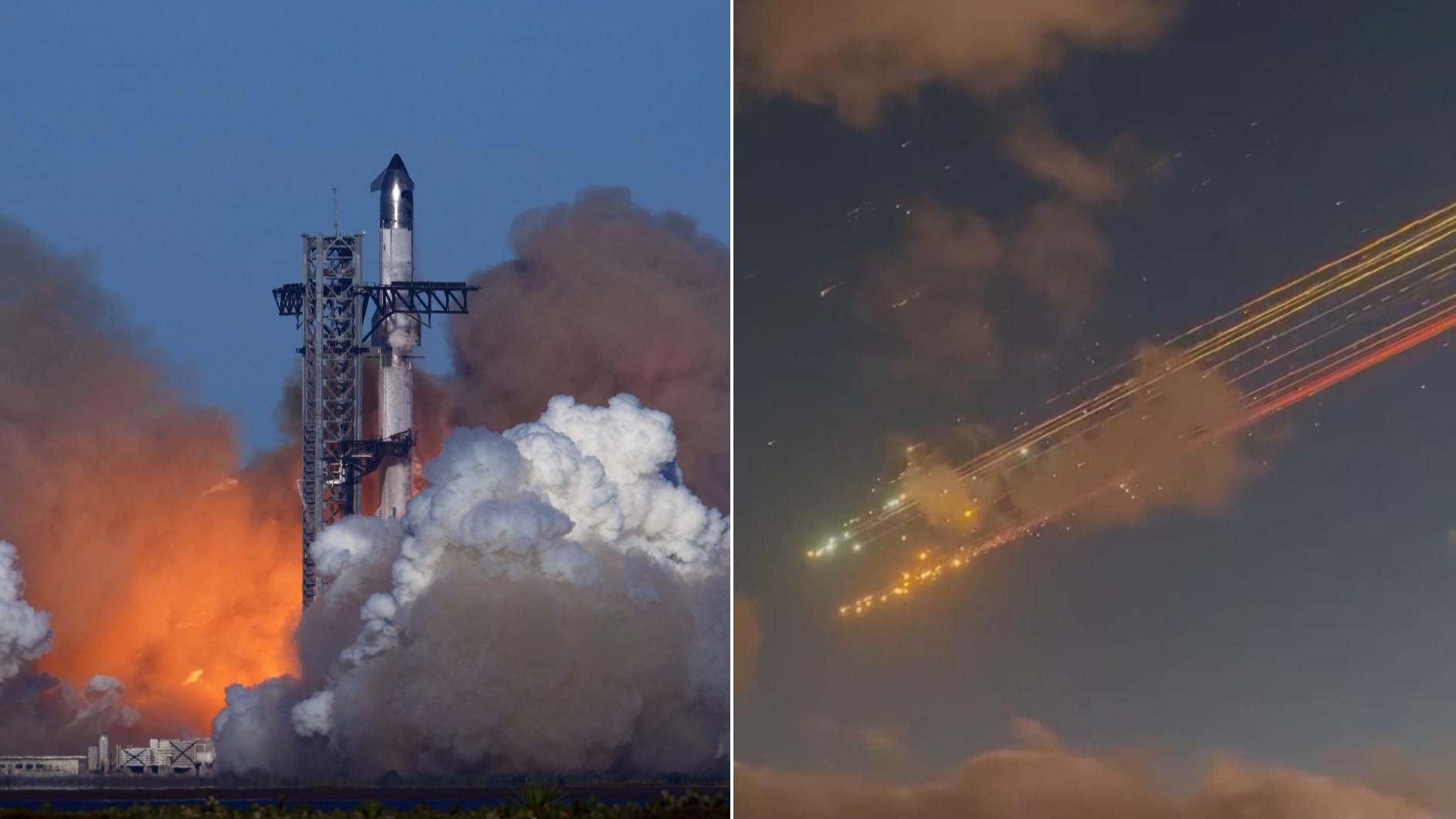 Glowing debris soars through sky as SpaceX spacecraft explodes, forcing ...