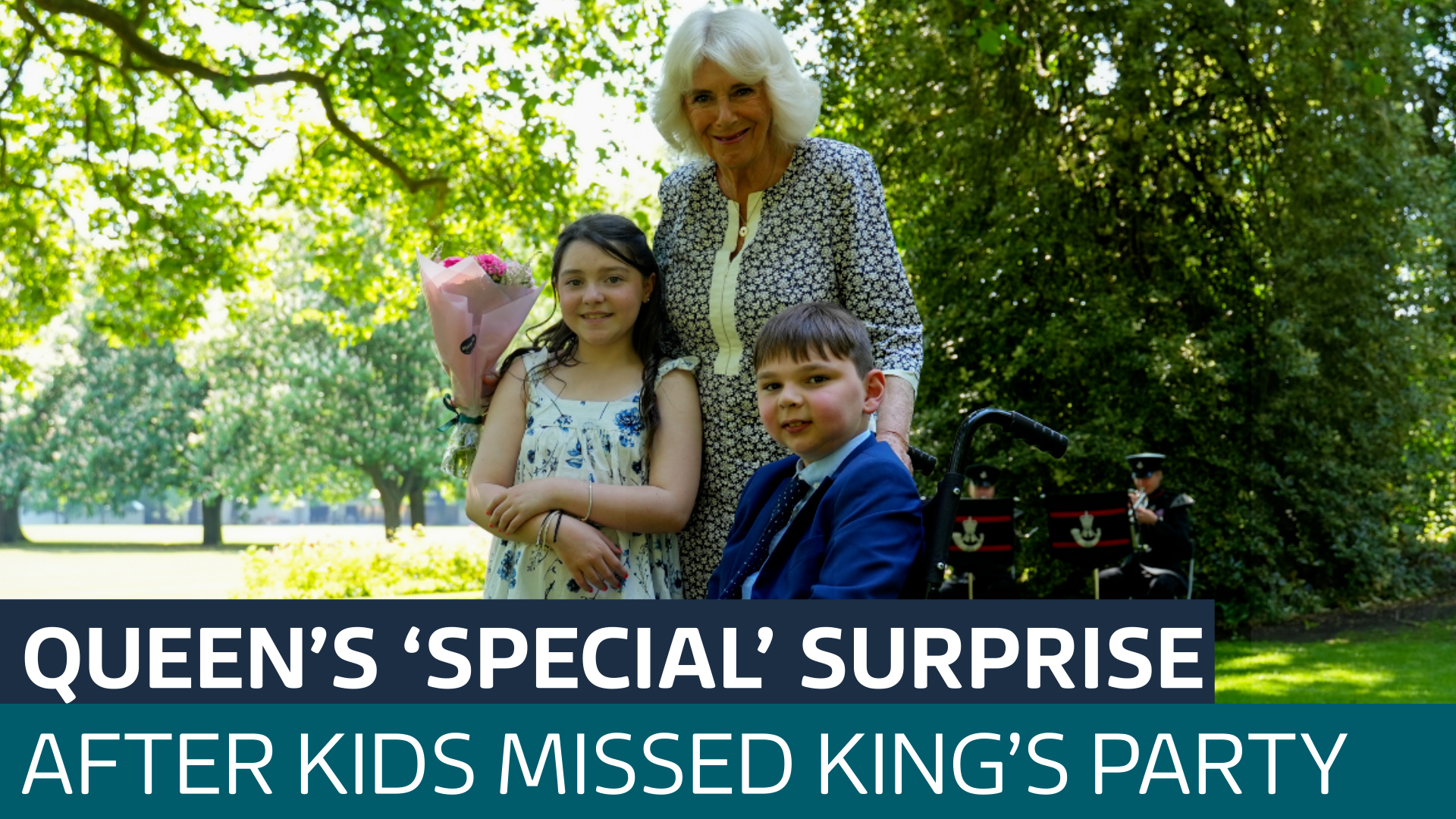Queen holds special tea party for two children who missed King's garden ...
