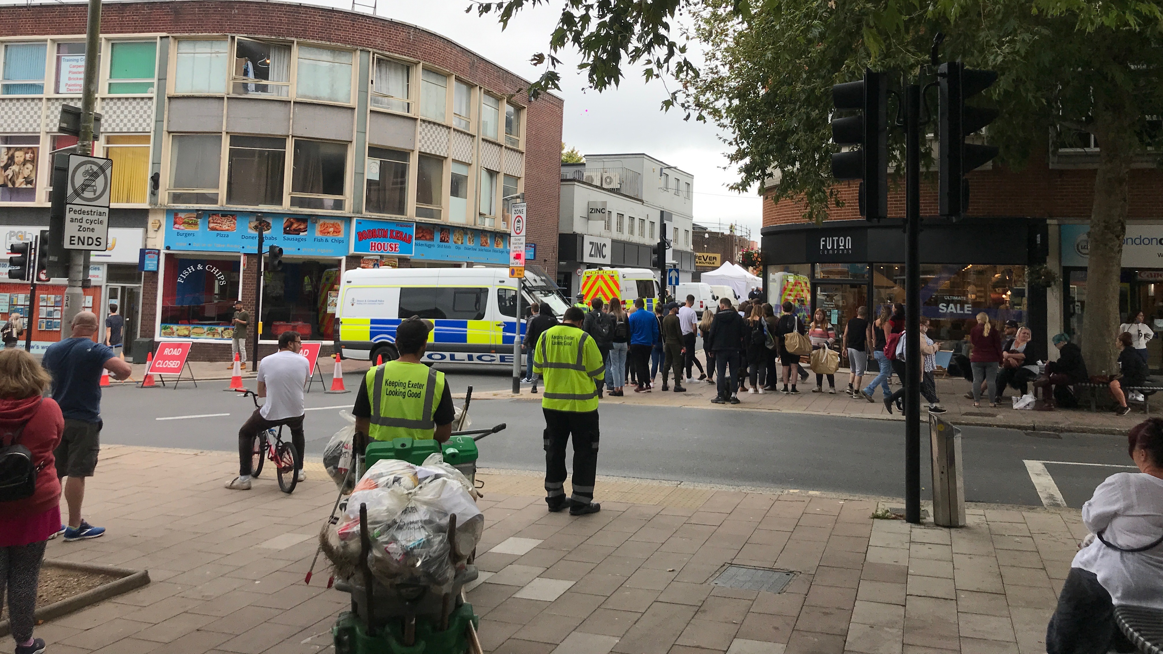 Police In Exeter Attend Scene At Mary Arches Street As Part Of