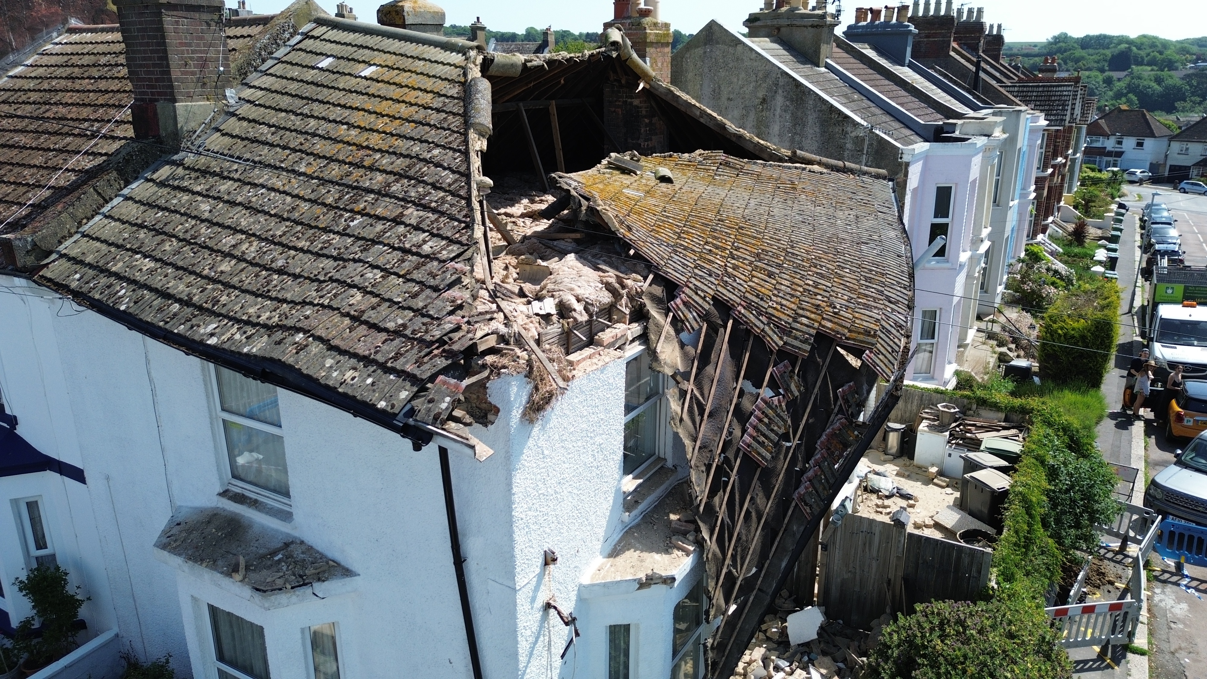 Dramatic pictures as roof collapses in Hastings | ITV News Meridian
