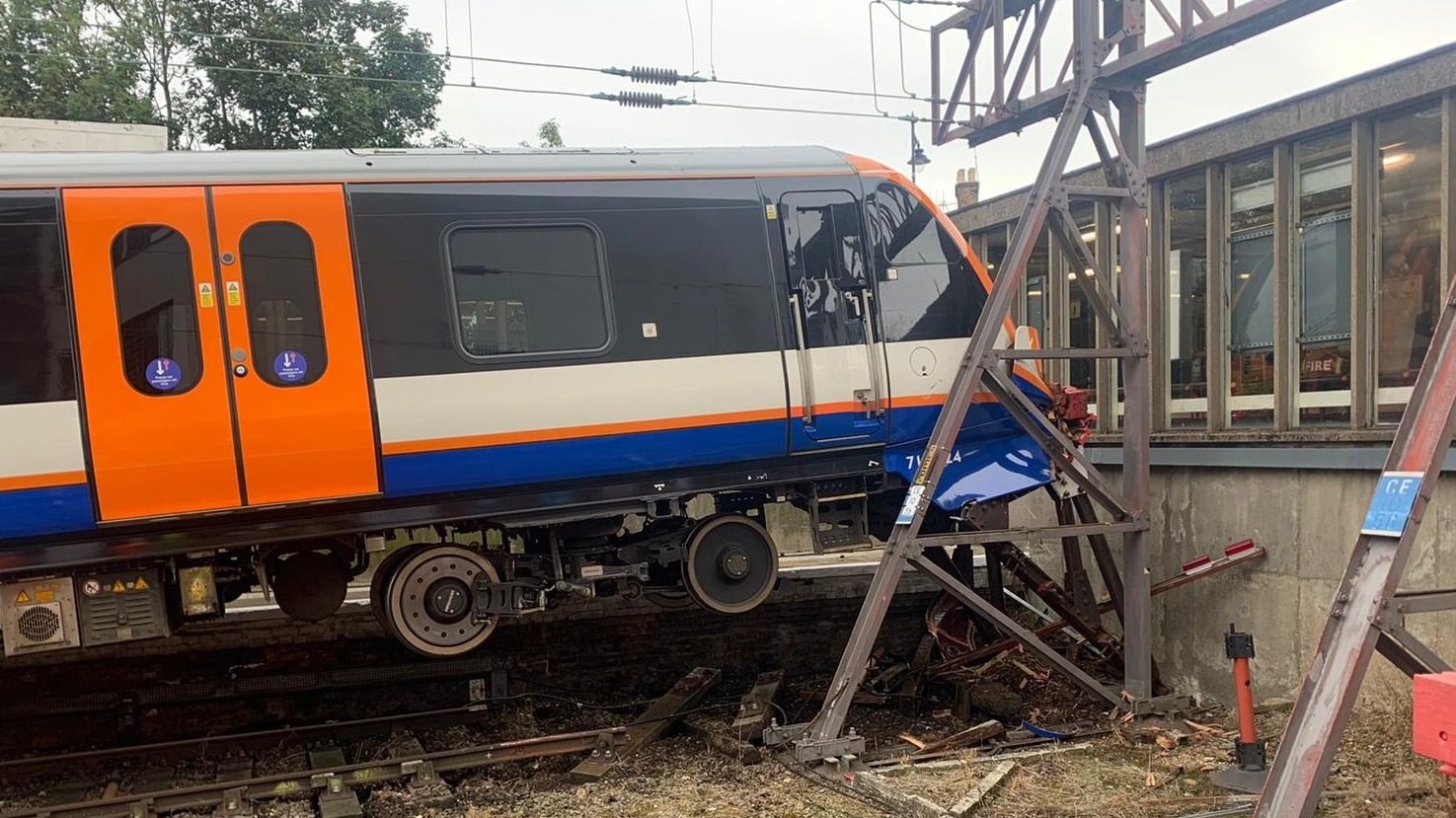 Two injured after train crashes through buffers at London station | ITV ...