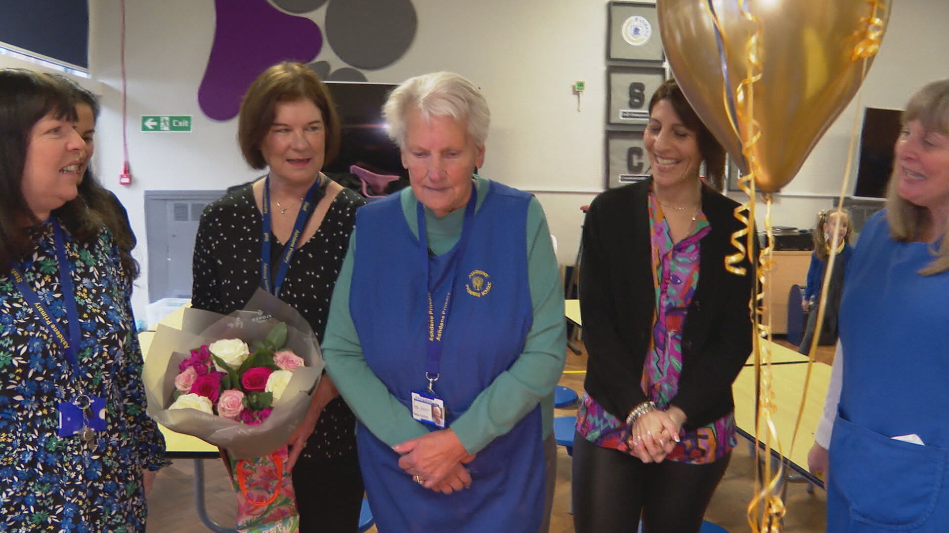 80-year-old midday assistant celebrates birthday at Wilmslow school she ...