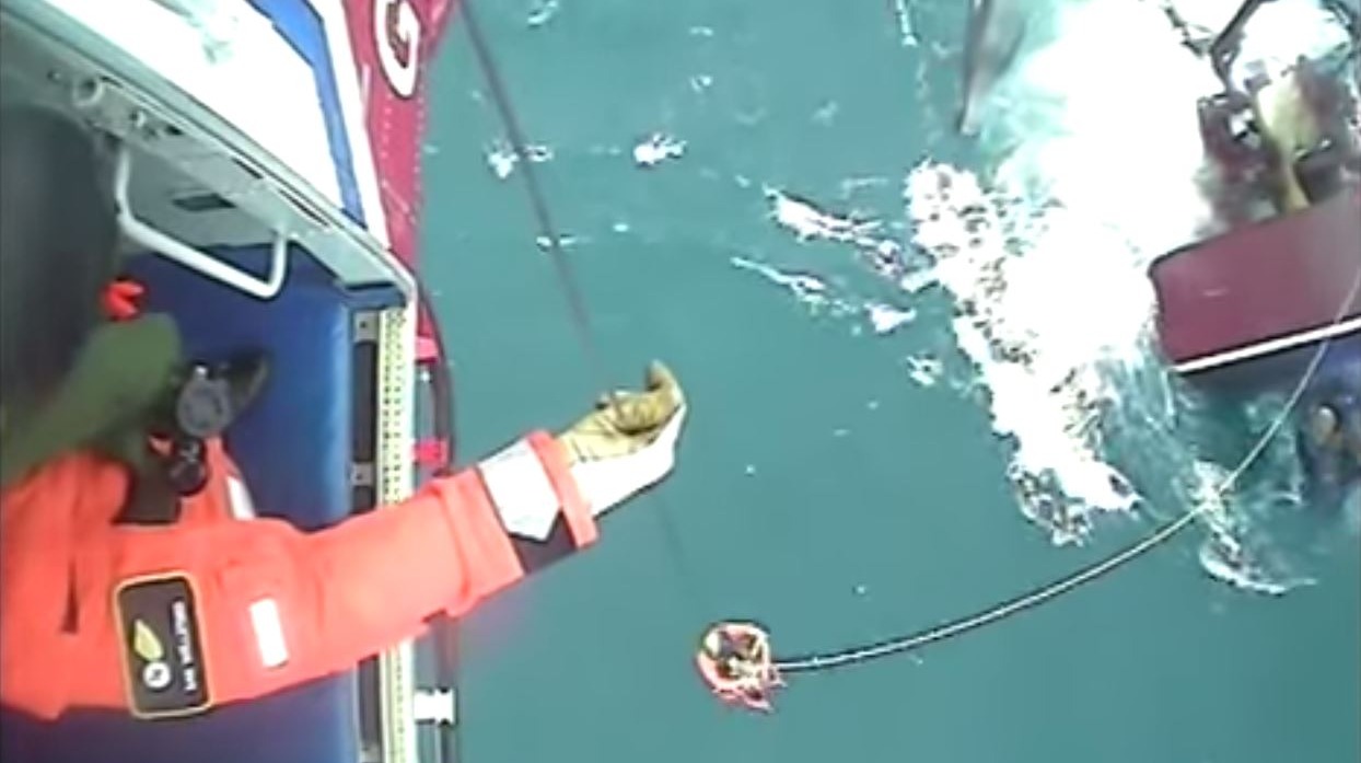 Dramatic video shows the moment crew were airlifted in a rescue from a ...