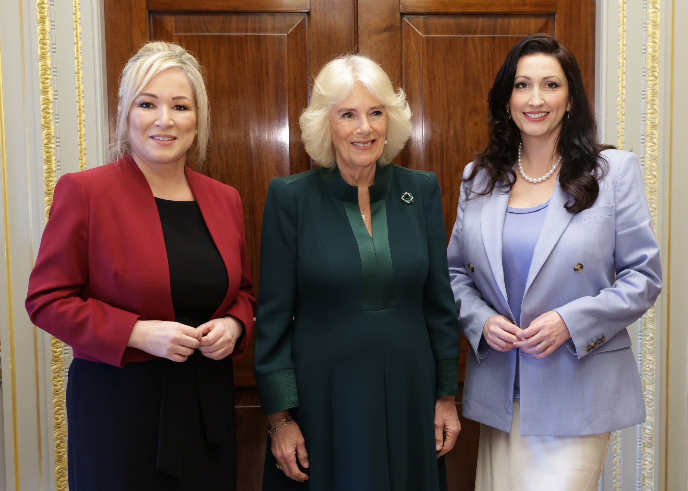 Queen Camilla meets with Michelle O'Neill and Emma Little-Pengelly on ...