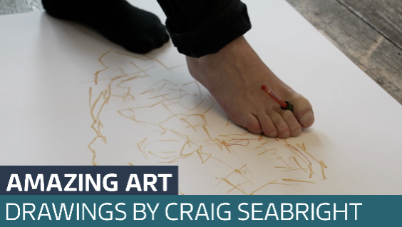 The Bournemouth artist started drawing with his foot 29 years ago ...