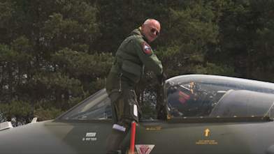 RAF jet pilot lands final flight after 45-year career in the skies ...