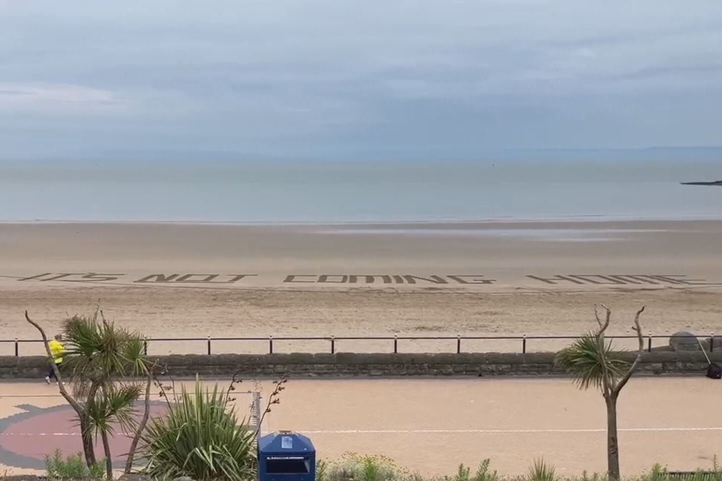 'It's not coming home' message appears on Barry Island beach after ...